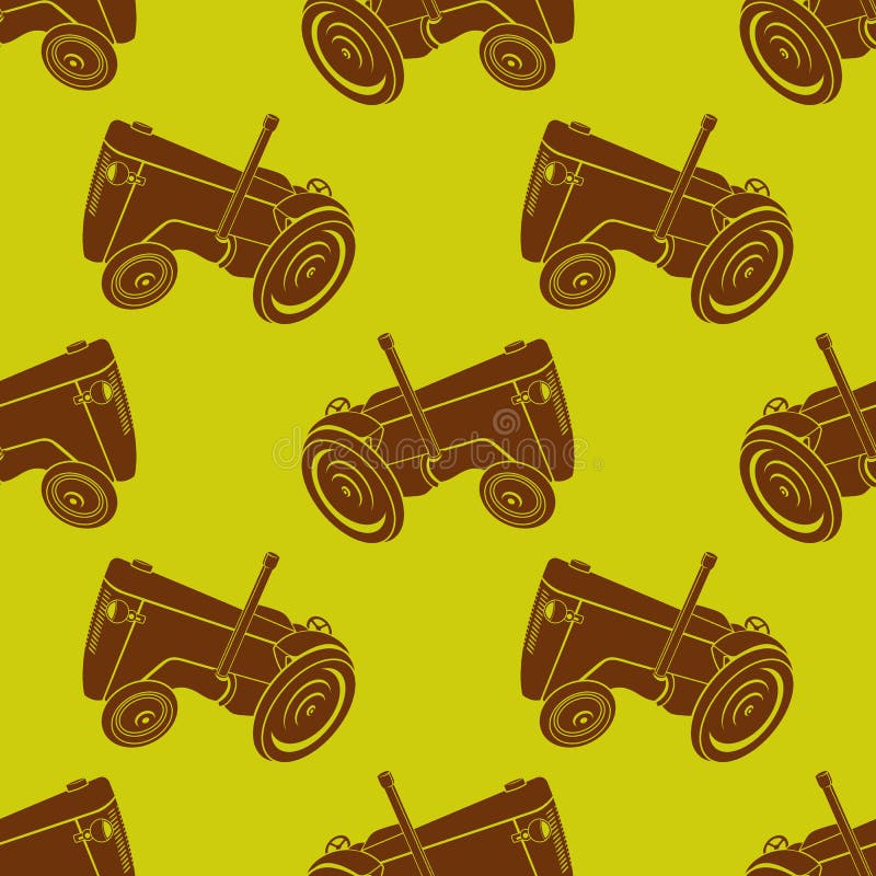 Seamless Pattern with Old Farm Tractor. Vector Stock Vector ...