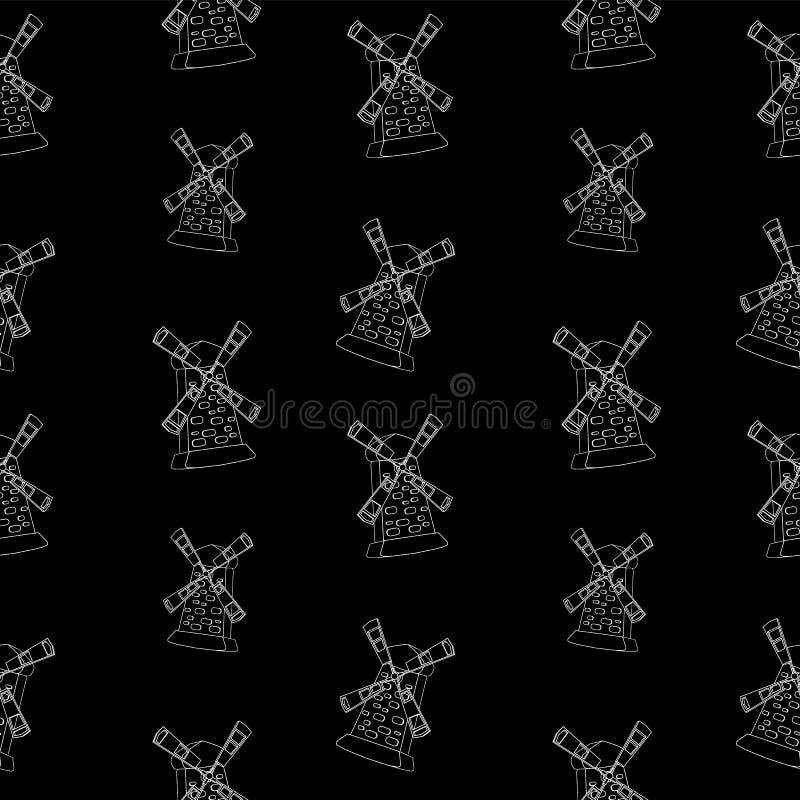 Seamless Pattern.Old Mill Isolated. Tower Mill. Agricultural ...