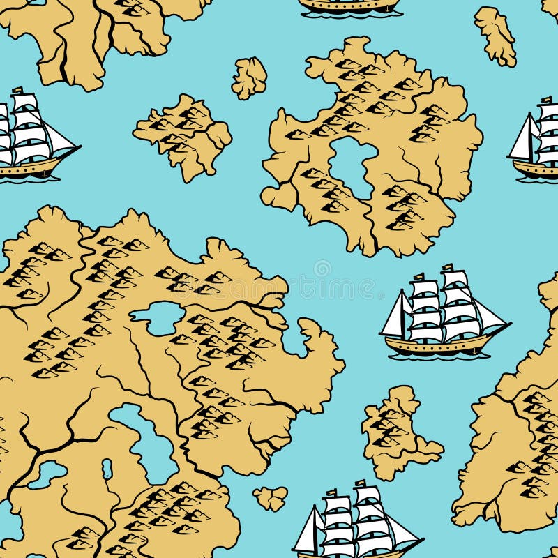 Seamless Pattern with Old Nautical Map. Stock Vector - Illustration of ...
