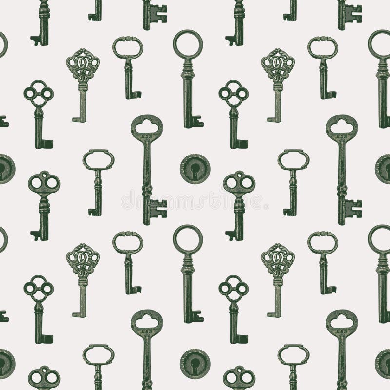 Seamless Pattern with Old Wintage Silver Keys Stock Vector ...