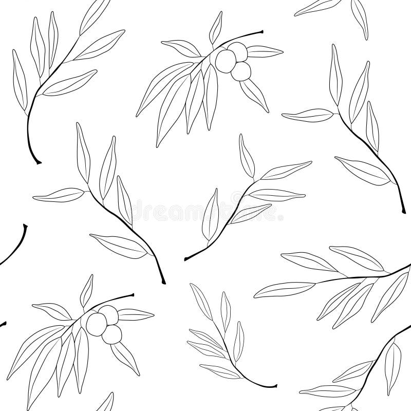 Seamless Pattern with Olives Branches and Olives. Simple Minimalistic ...