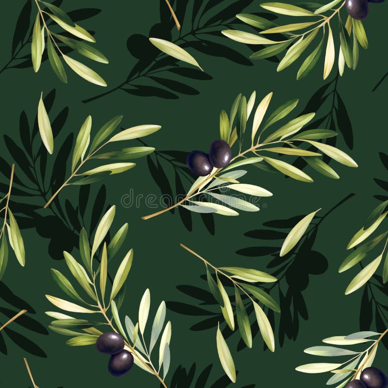 Seamless Pattern with Olives and Leaves. for Print, Design, Textile and ...