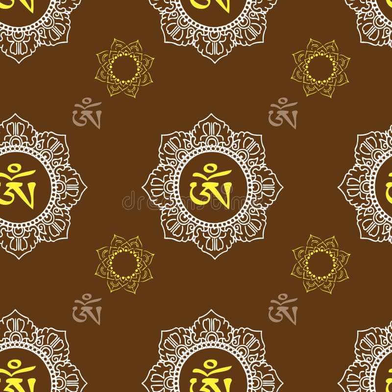 Seamless Pattern with Om Ornament Stock Vector - Illustration of paper ...