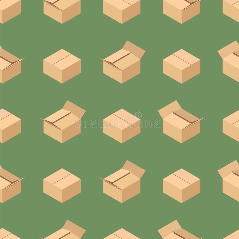 Seamless Pattern with Open and Closed Cardboard Boxes. Stock Vector ...