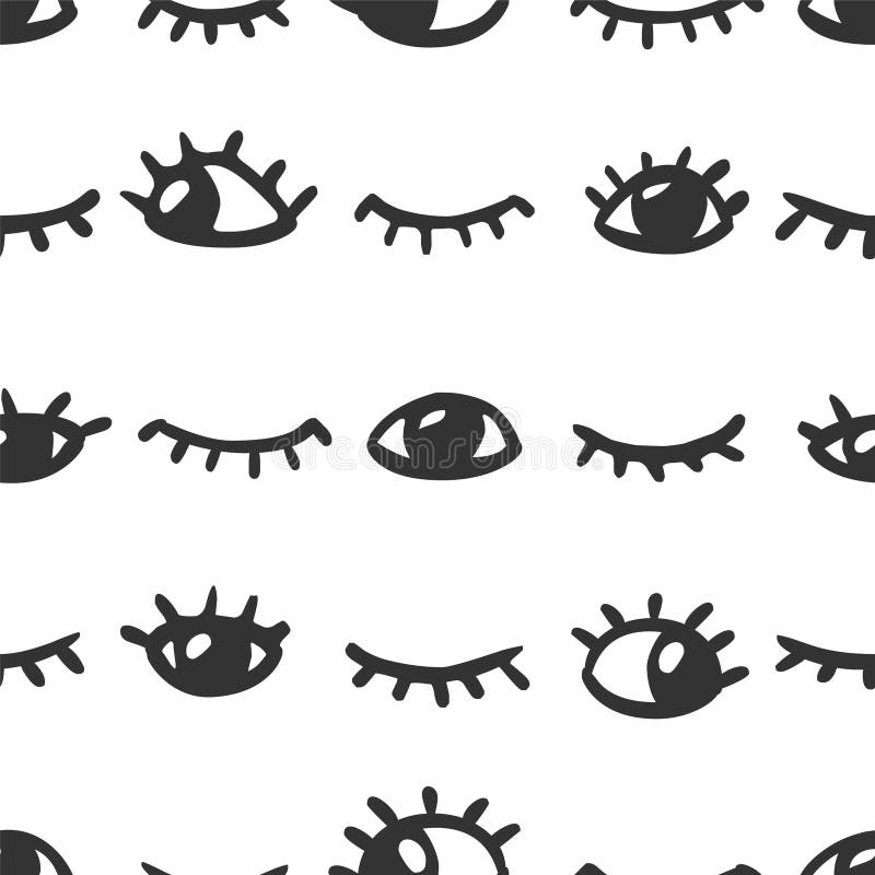 Seamless Pattern - Open and Closed Eyes Stock Vector - Illustration of ...