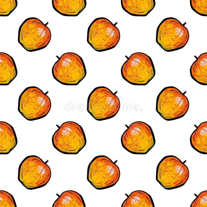 Seamless Pattern. Orange Apples on a White Background. a Rare Polka Dot ...