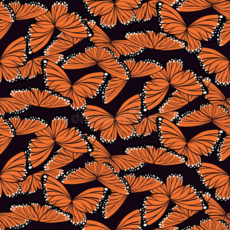 Seamless Pattern in Orange, Black and White Colors Stock Illustration ...