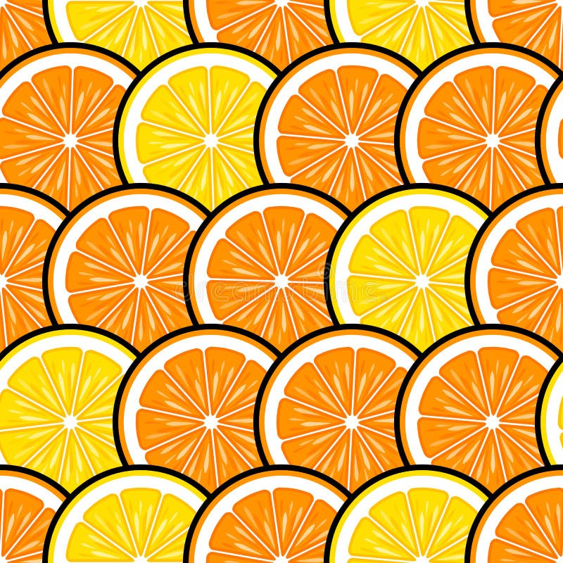 Seamless Pattern of Orange Fruit Slice Graphics. Stock Vector ...