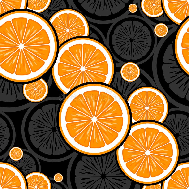 Seamless Pattern of Orange Fruit Slice Graphics. Stock Vector ...