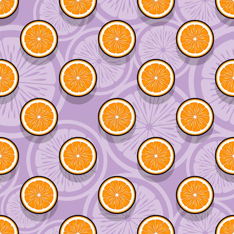 Seamless Pattern of Orange Fruit Slice Graphics. Stock Vector ...