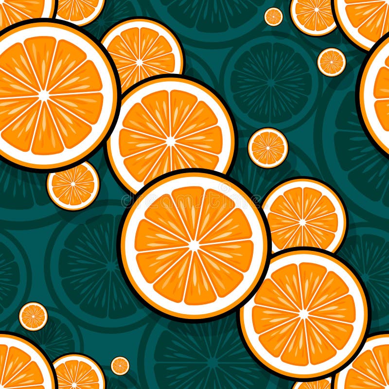 Seamless Pattern of Orange Fruit Slice Graphics. Stock Vector ...