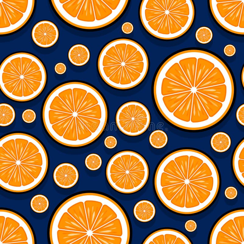 Seamless Pattern of Orange Fruit Slice Graphics. Stock Vector ...
