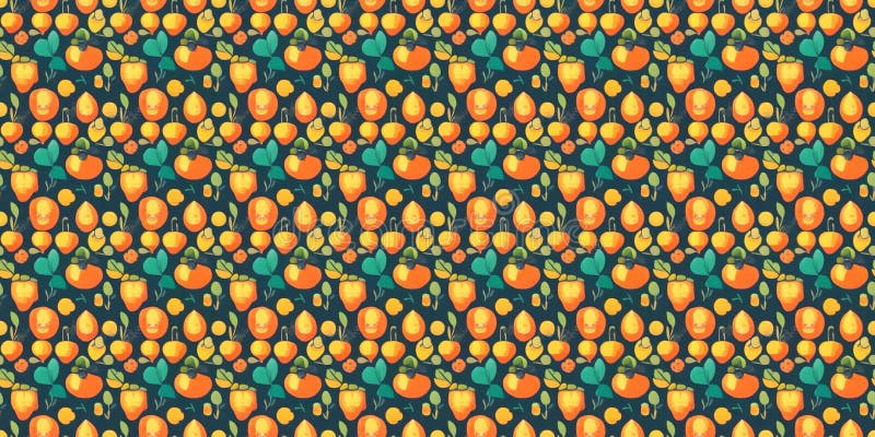 Seamless Pattern Orange Green Leaf White Background Anime Style Stock ...