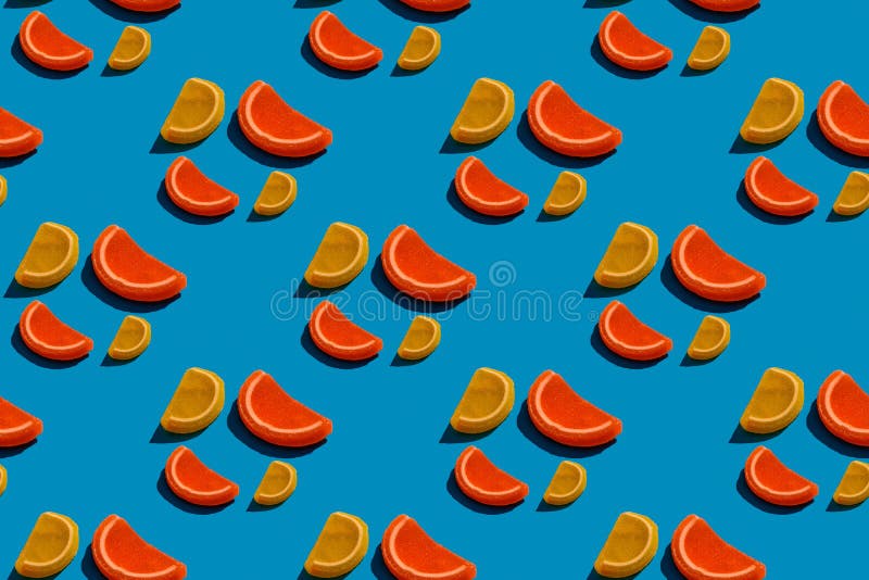 Seamless Pattern of Orange and Lemon Drops on Teal Background Stock ...