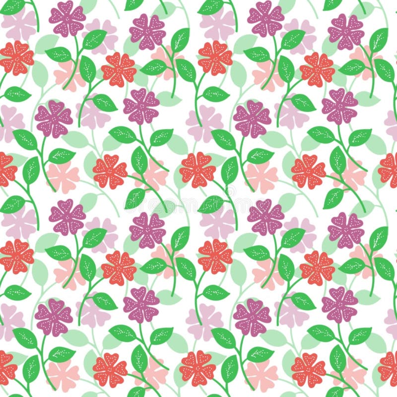 Seamless Pattern of Small Yellow Orange and Pink Flowers Stock ...