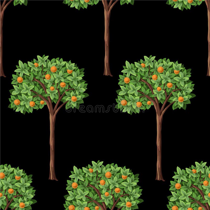 Seamless Pattern with Orange Trees Isolated. Vector. Stock Vector ...
