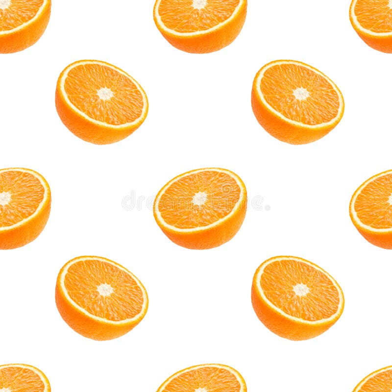 Seamless Pattern of Oranges Fruit Isolated on a White Background Stock ...