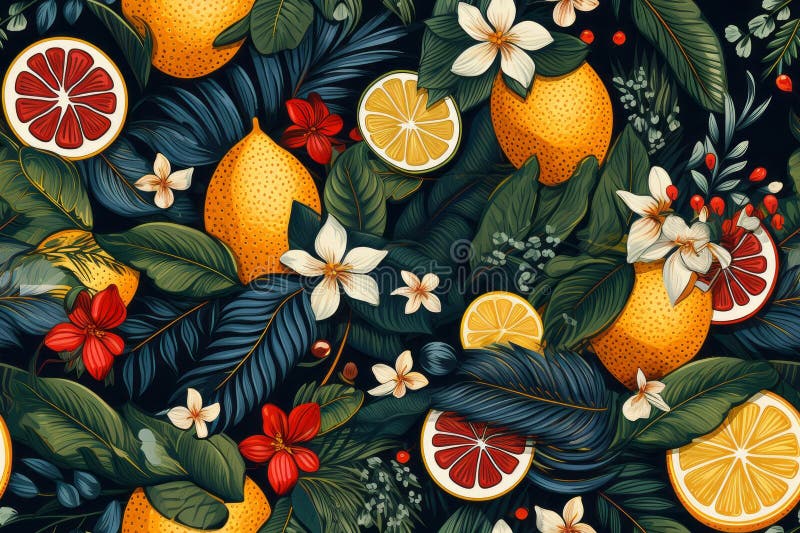 Seamless Pattern Lemons Flowers Vector Stock Photos - Free & Royalty-Free Stock Photos from ...