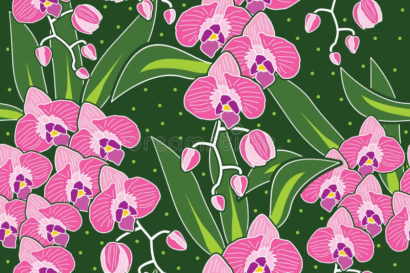 Seamless Pattern with Orchid Vector Illustration Stock Vector ...