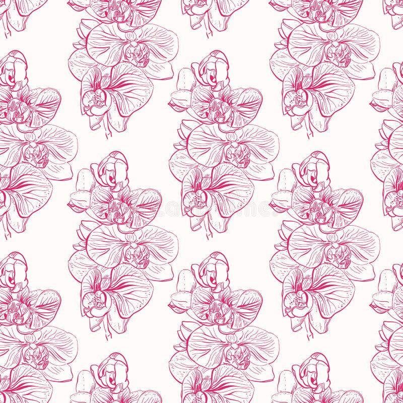 Seamless Pattern with Orchids Stock Vector - Illustration of bohemian ...