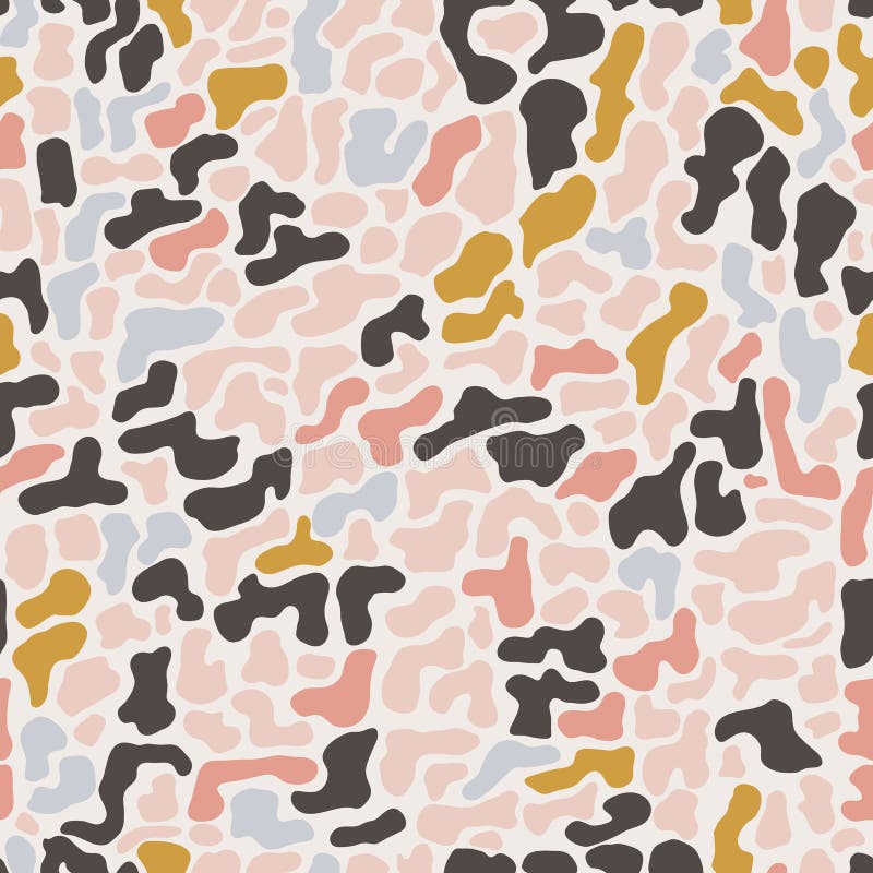 Seamless Pattern with Organic Hand Drawn Rounded and Stripe Shap Stock ...