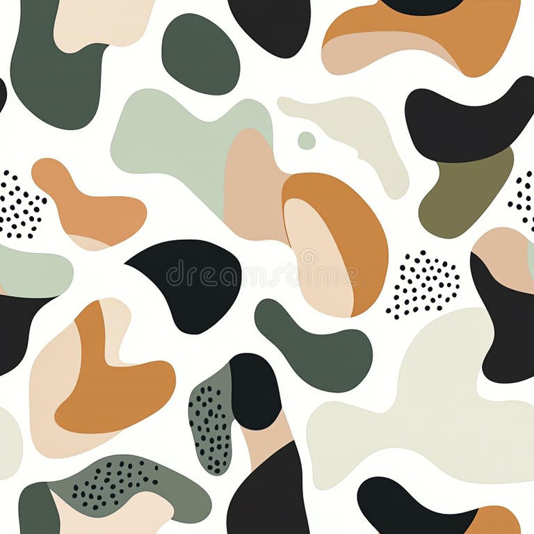 Seamless Pattern Organic Shapes Curvy Modern, Abstract Colorful Shapes ...