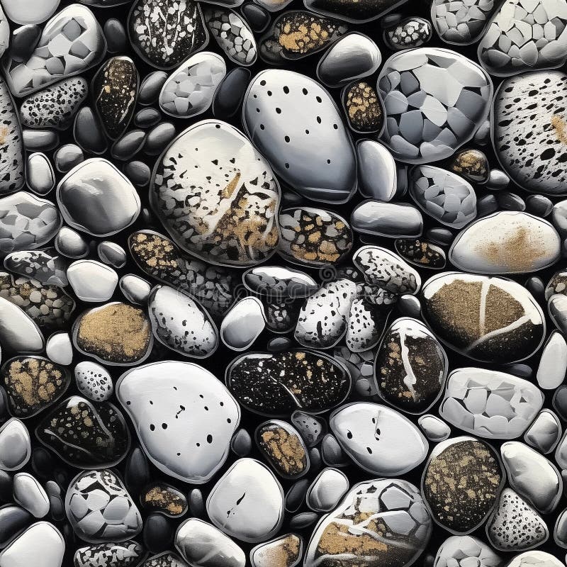 Seamless Pattern with Organic Texture of Whimsical Pebbles, in Grey and ...