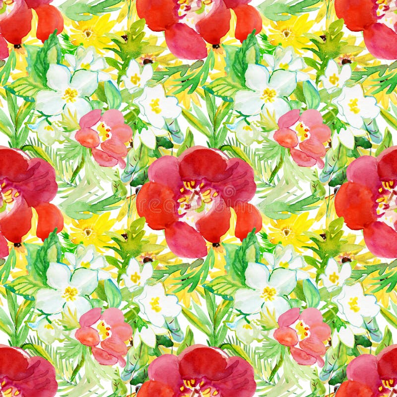 Seamless Pattern with Original Flowers. Stock Illustration ...