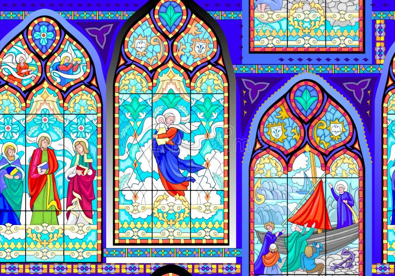 Seamless Pattern Ornament Fantasy Stain Glass Decoration Abstract Background With Beautiful