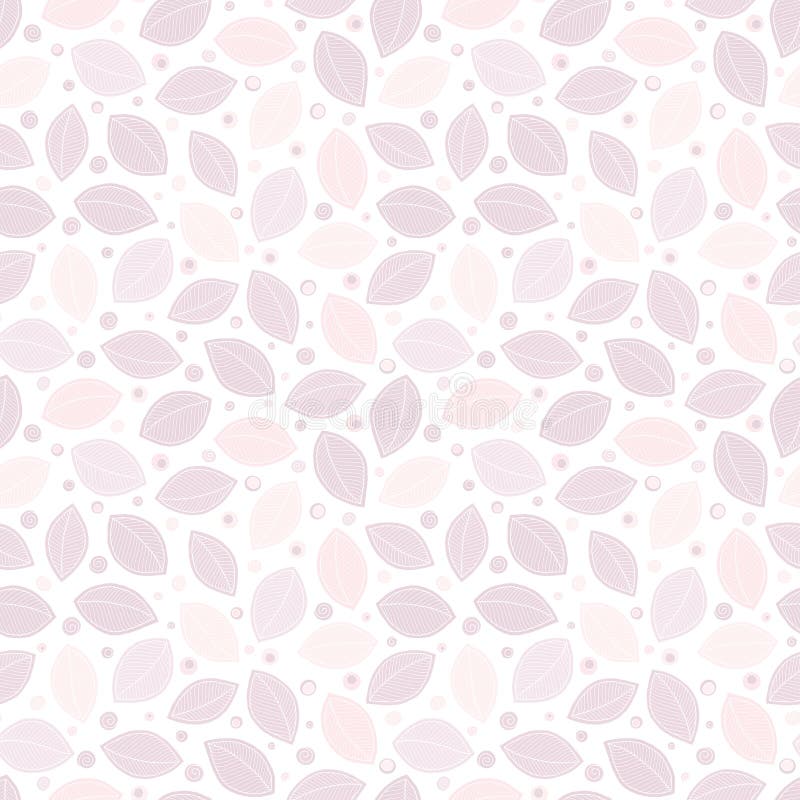 Seamless Pattern With Leaves In Doodle Style Stock Vector
