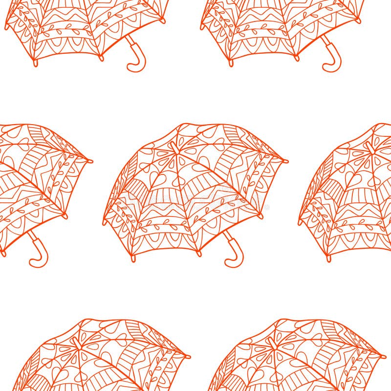Seamless Pattern with Ornamental Umbrellas Stock Vector - Illustration ...