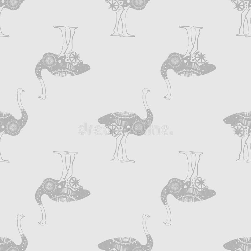 Seamless Pattern. Ostrich Bird Stock Illustration - Illustration of ...