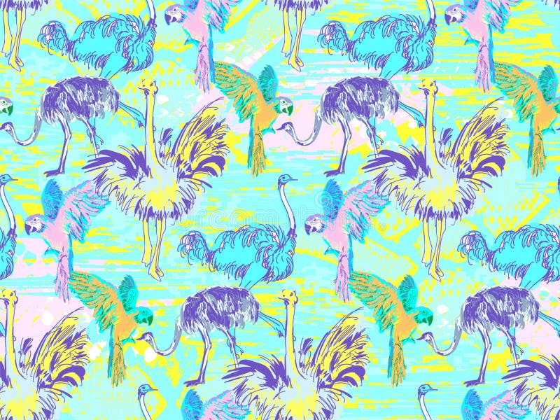 Seamless Pattern of Ostrich. Suitable for Fabric Stock Illustration ...