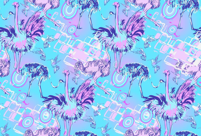 Seamless Pattern of Ostrich. Suitable for Fabric Stock Illustration ...