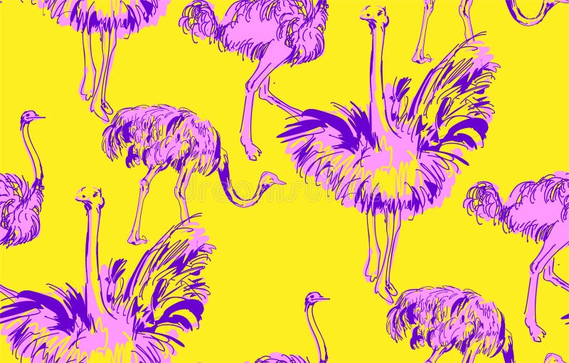 Seamless Pattern of Ostrich. Suitable for Fabric Stock Illustration ...