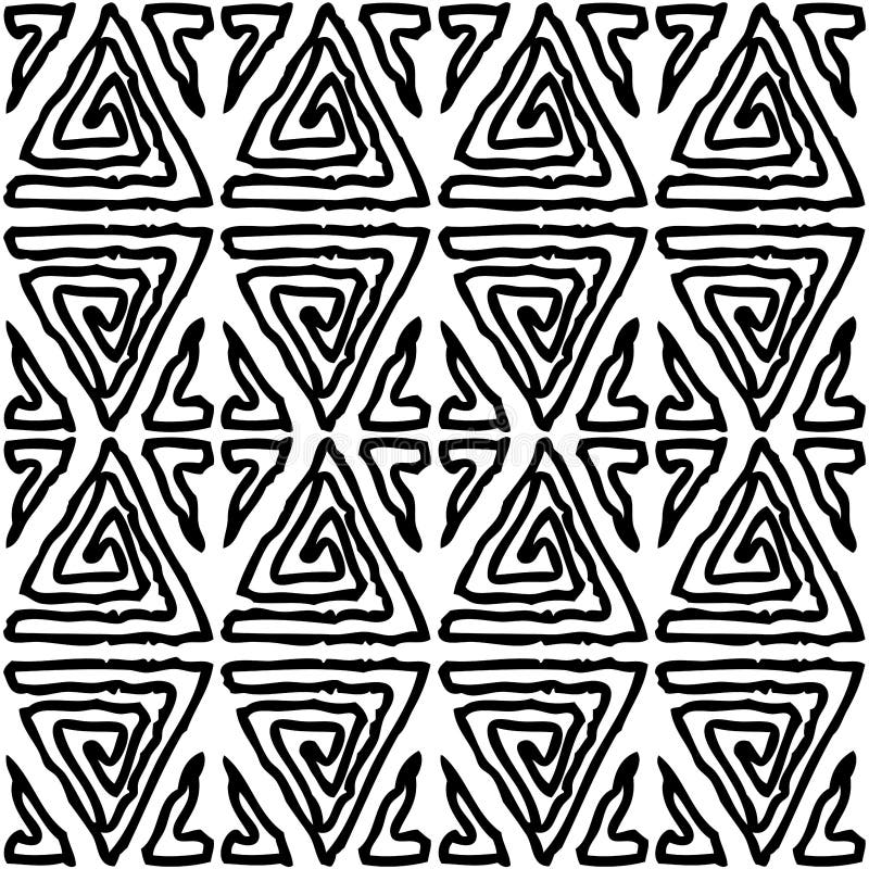 Seamless Pattern Of Outline Abstract Decorative Elements Stock Vector