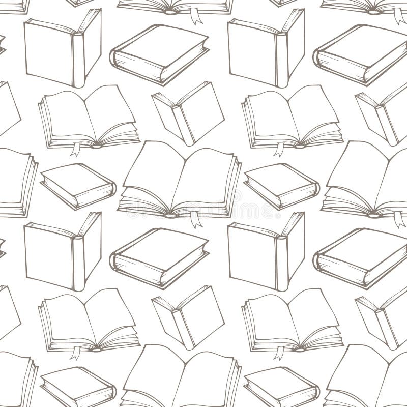 Books Collection Monochrome Inky Outline Stock Vector - Illustration of ...