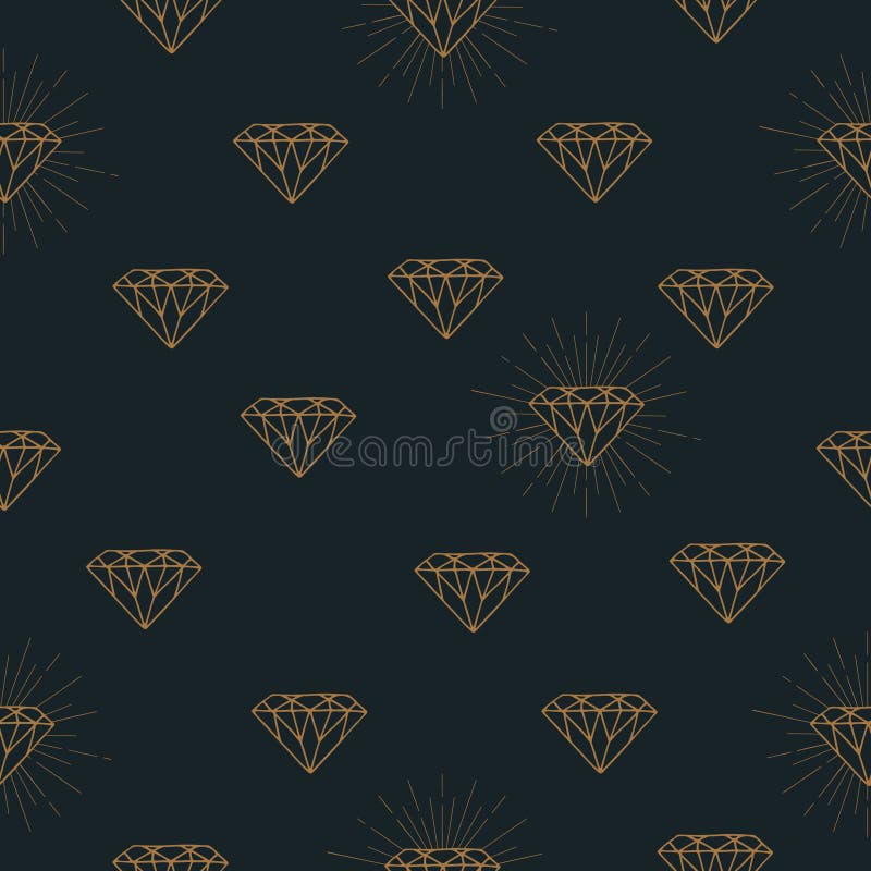 Seamless Pattern with Outline Diamond Symbol. Stock Illustration ...