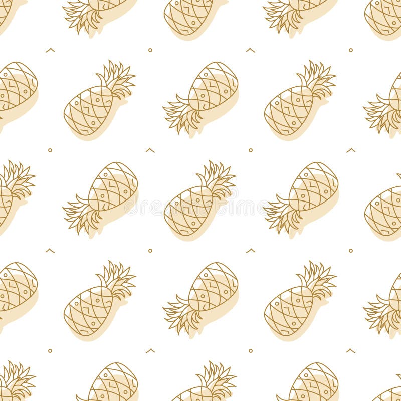 Seamless Pattern with Outline Doodle Pineapples Stock Vector ...
