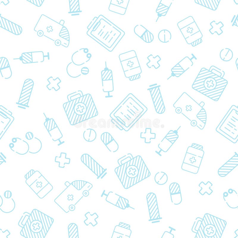 Seamless Pattern with Outline Icons of Chemistry Medicine Stock Vector ...