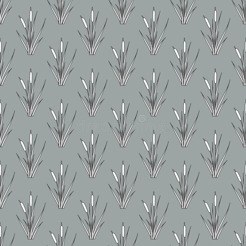 Seamless Pattern of Outline Reed Bushes Stock Vector - Illustration of ...