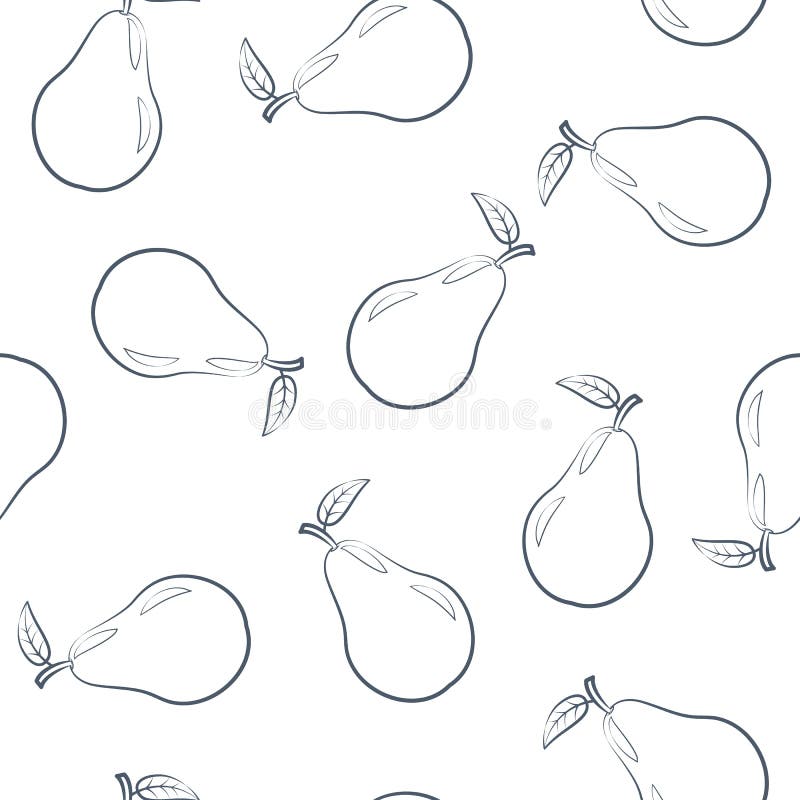 Seamless Pattern of Outline Ripe Pears Stock Vector - Illustration of ...