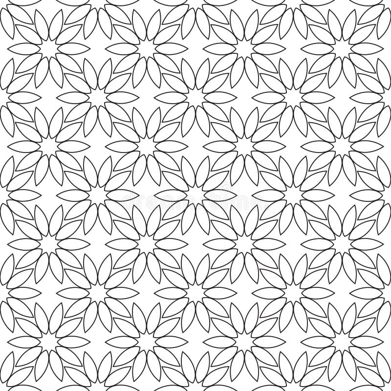 Seamless Pattern of Outlined Flower Stock Vector - Illustration of ...