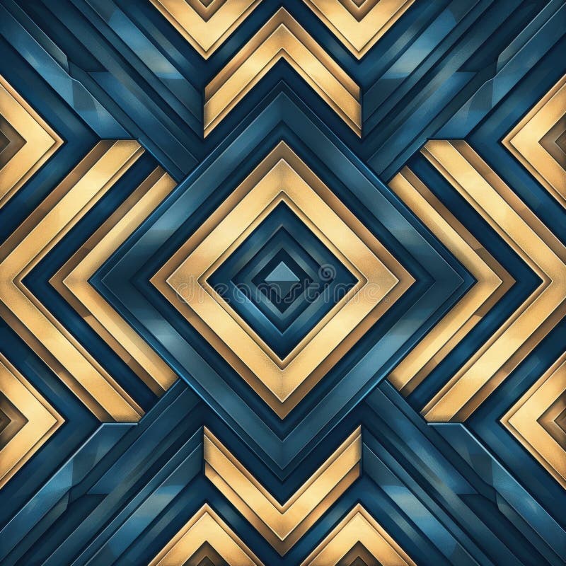 Geometric Pattern in Blue and Gold Stock Illustration - Illustration of ...