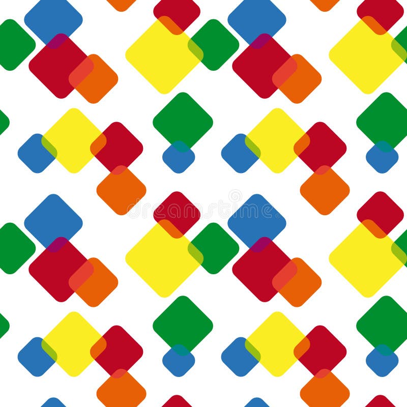 Seamless Pattern of Overlapping Colorful Squares. Geometric Design ...