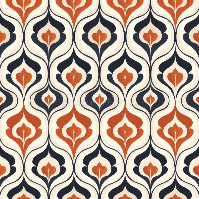 Vintage S-Shaped Pattern in Orange and Blue Stock Illustration ...