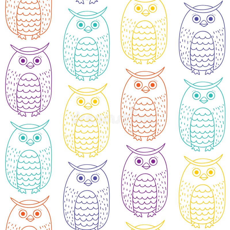Seamless pattern with owls stock vector. Illustration of paper - 99893730