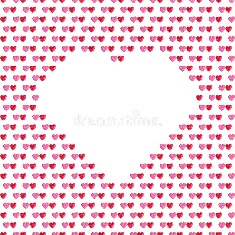 Seamless Pattern of Pair of Heart Shaped Cookies Frame on Transparent ...