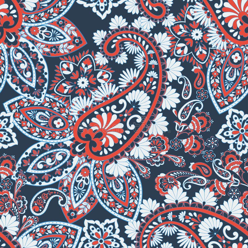 Seamless Pattern with Paisley Ornament. Ornate Floral Decor Stock ...
