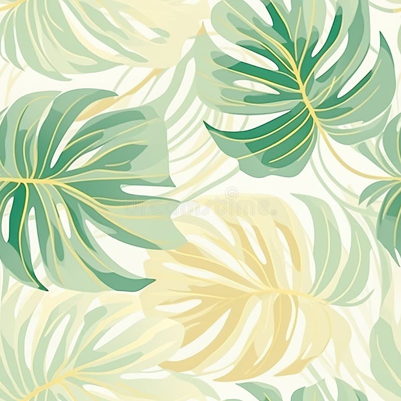 Seamless Pattern of Palm Tree, Foliage Natural Branches, Green Leaves ...